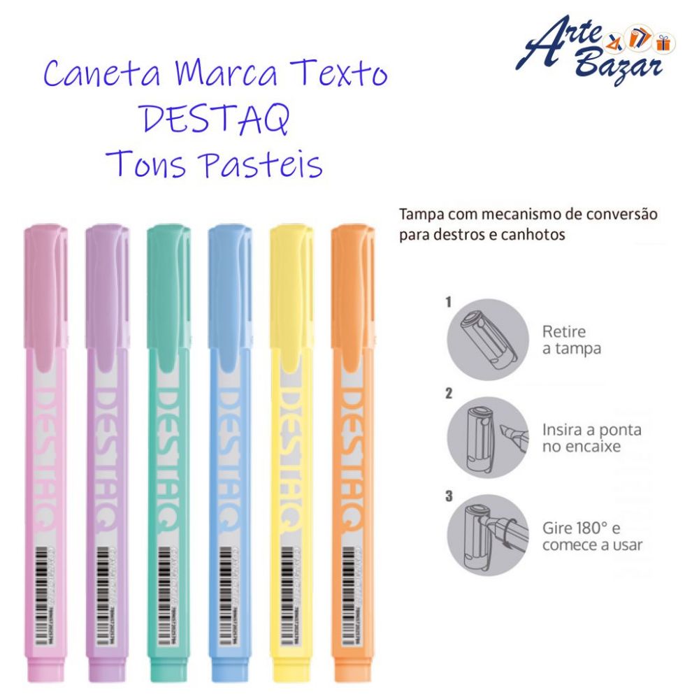 Caneta Marca Texto Destaq Tons Pasteis (Compactor)
