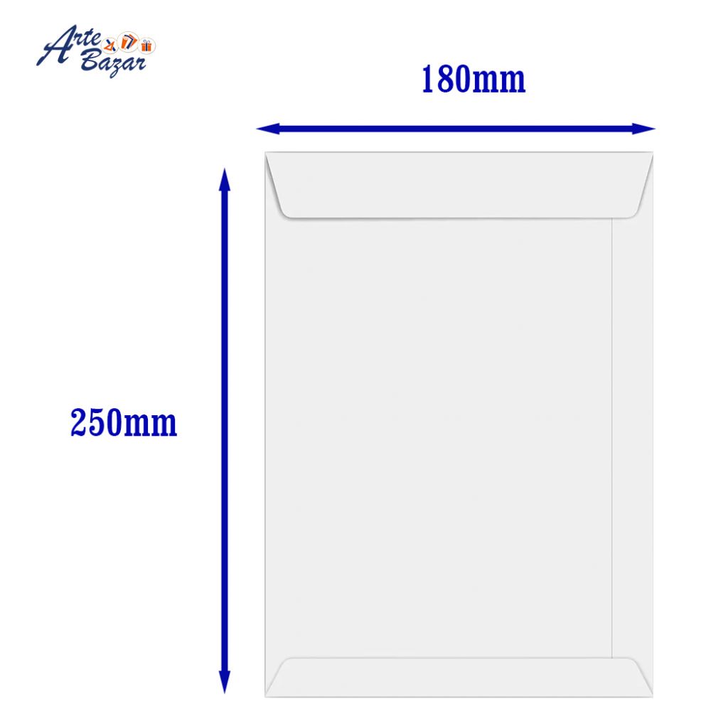 Envelope Saco Meio Ofício Branco 180x250mm 10un